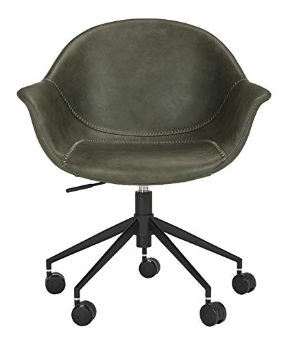 Safavieh Home Ember Green Faux Leather and Black Office Chair