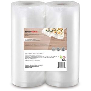 bonsenkitchen food bags rolls, 2 pack 8" x 50' sous vide cooking bags (total 100 feet), bpa free 8 inch customized size food vacuum sealer bags