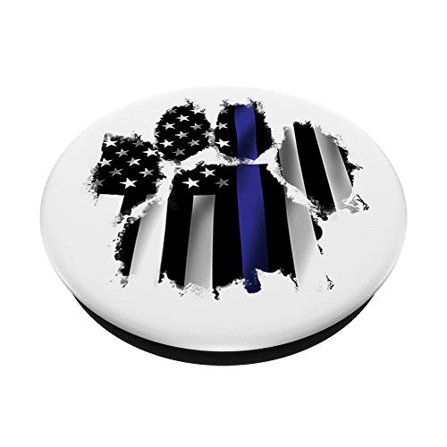 Paw Print Thin Blue Line US Flag Police Week Dog Lover Gifts PopSockets PopGrip: Swappable Grip for Phones & Tablets