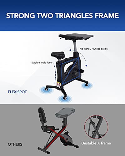 FLEXISPOT Computer Workstation Standing Desk Exercise Bike Home Office Furniture Desk -Deskcise pro（Black）