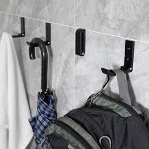 Linkidea 4 Pack Aluminum Alloy Coat Hooks, Foldable Wall Mounted Headphones Holder, Self Adhesive Retractable Robe Hat Towel Keys Bags Hanger for Home, Black