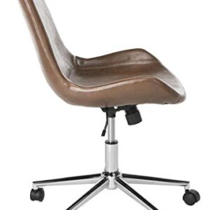 SAFAVIEH Home Collection Fletcher Brown Faux Leather/ Chrome Swivel Adjustable Height Office Desk Chair