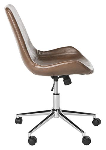 SAFAVIEH Home Collection Fletcher Brown Faux Leather/ Chrome Swivel Adjustable Height Office Desk Chair