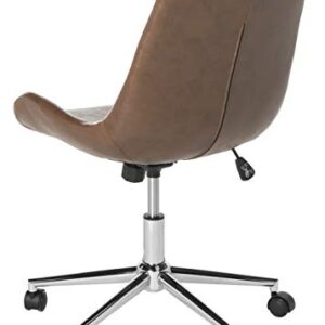 SAFAVIEH Home Collection Fletcher Brown Faux Leather/ Chrome Swivel Adjustable Height Office Desk Chair