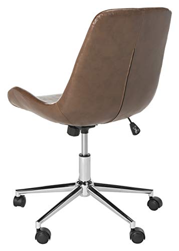 SAFAVIEH Home Collection Fletcher Brown Faux Leather/ Chrome Swivel Adjustable Height Office Desk Chair