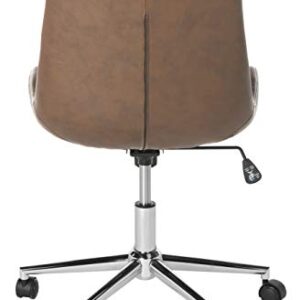 SAFAVIEH Home Collection Fletcher Brown Faux Leather/ Chrome Swivel Adjustable Height Office Desk Chair