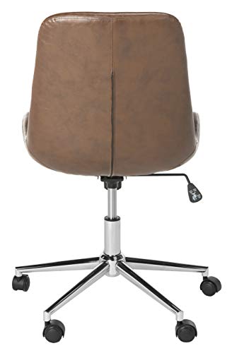 SAFAVIEH Home Collection Fletcher Brown Faux Leather/ Chrome Swivel Adjustable Height Office Desk Chair