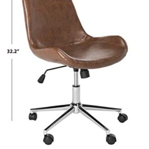 SAFAVIEH Home Collection Fletcher Brown Faux Leather/ Chrome Swivel Adjustable Height Office Desk Chair