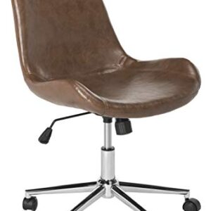 SAFAVIEH Home Collection Fletcher Brown Faux Leather/ Chrome Swivel Adjustable Height Office Desk Chair