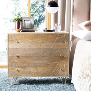 safavieh home marigold modern natural and brass 3-drawer chest