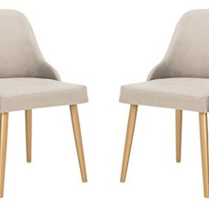 Safavieh Home Lulu Mid-Century Grey Velvet and Gold Dining Chair, Set of 2