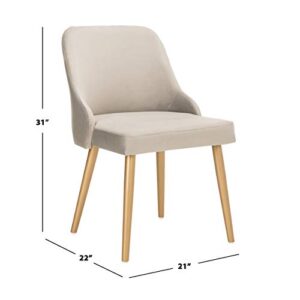 Safavieh Home Lulu Mid-Century Grey Velvet and Gold Dining Chair, Set of 2