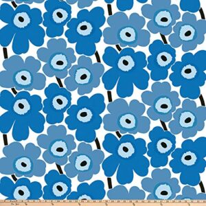 marimekko pieni unikko cotton broadcloth blue, fabric by the yard