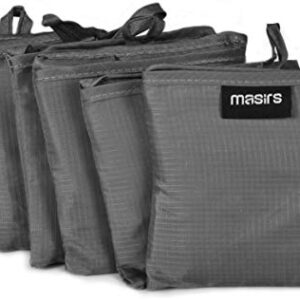 Masirs Ripstop Reusable Grocery Shopping Bag - Replace Paper and Plastic Bags with Large, Strong Eco Friendly Bags. Turns into a Carrying Pouch when Folded into Its Own Pocket. (GREY | 6-PACK)