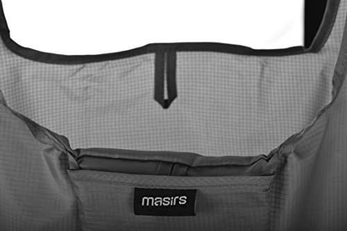 Masirs Ripstop Reusable Grocery Shopping Bag - Replace Paper and Plastic Bags with Large, Strong Eco Friendly Bags. Turns into a Carrying Pouch when Folded into Its Own Pocket. (GREY | 6-PACK)