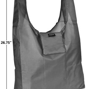 Masirs Ripstop Reusable Grocery Shopping Bag - Replace Paper and Plastic Bags with Large, Strong Eco Friendly Bags. Turns into a Carrying Pouch when Folded into Its Own Pocket. (GREY | 6-PACK)