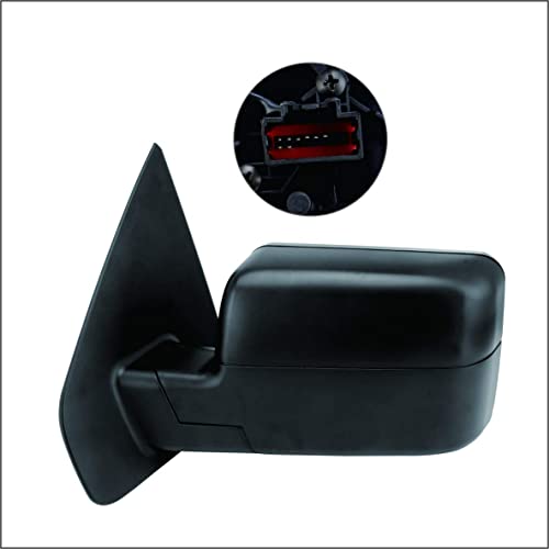 Perfit Zone Towing Mirror Replacement Fit for 2004-2006 F150, POWER HEATED,W/AMBER SIGNAL,BLACK,LEFT(Driver Side)