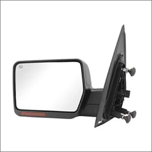 Perfit Zone Towing Mirror Replacement Fit for 2004-2006 F150, POWER HEATED,W/AMBER SIGNAL,BLACK,LEFT(Driver Side)