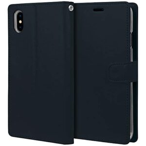 GOOSPERY Blue Moon Wallet for Apple iPhone Xs Max Case (2018) Leather Stand Flip Cover (Dark Navy)