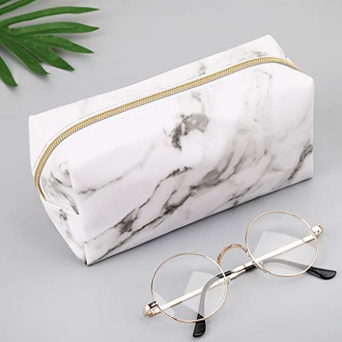 Oranmay Large Cute Pencil Case Pen Box Zipper Bags Marble Makeup Storage Supplies