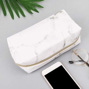 Oranmay Large Cute Pencil Case Pen Box Zipper Bags Marble Makeup Storage Supplies