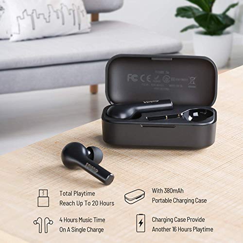 Wireless Earbuds with Charging Case, Bluetooth 5.0 Earphones 20Hrs Playing Time in-Ear Clear Call Stereo Sound Built-in Mic Sweatproof Auto Pairing for iPhone Samsung Android, Noise Cancelling