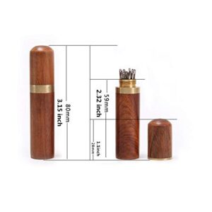 2PCS Hand Sewing Needles Storage Tube,Sandalwood Needle Embroidery Mending Housing Case Holder Storage Tools Durable Practical DIY Wooden Box Leather Knitting Craft Tools Brown and Dark Brown.