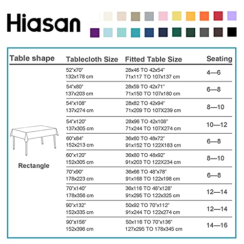 Hiasan Black Rectangle Tablecloth - 54 x 80 Inch - Waterproof & Wrinkle Resistant Washable Fabric Table Cloth for Dining, Party and Outdoor use