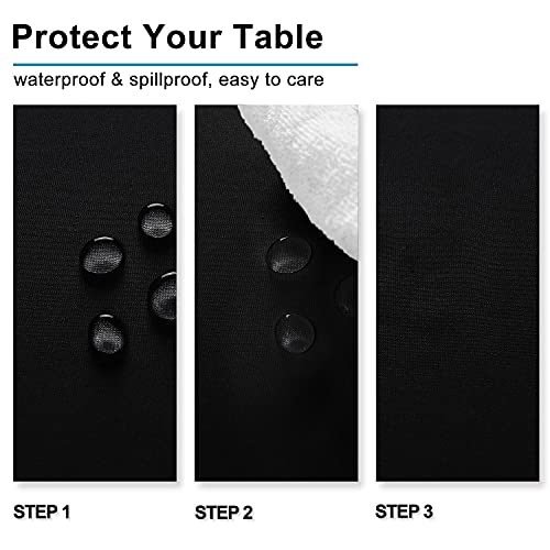 Hiasan Black Rectangle Tablecloth - 54 x 80 Inch - Waterproof & Wrinkle Resistant Washable Fabric Table Cloth for Dining, Party and Outdoor use