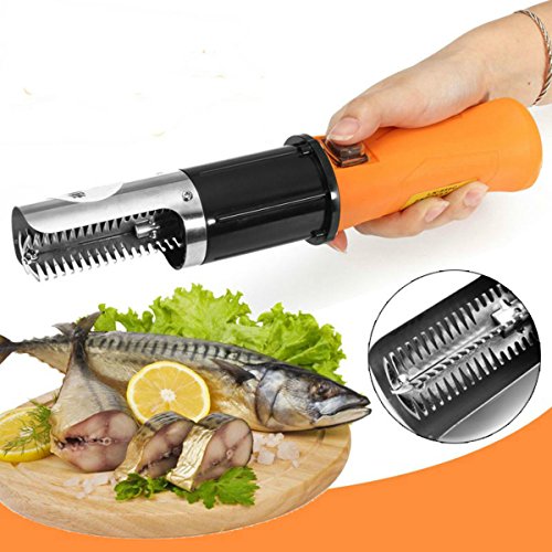 Powerful Electric Fish Scalers Fish Scale Remover Scaler Cesarean Section Automatic Waterproof Seafood Cleaning Tool (with extra Cutter head)