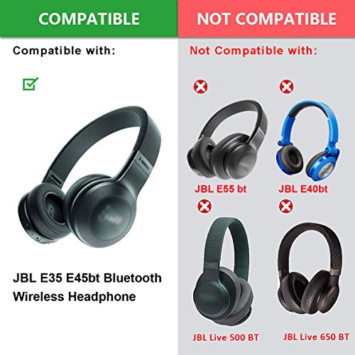 E35 E45bt Ear Pads - defean Replacement Ear Cushion Pillow Parts Cover Compatible with JBL E35 E45bt E45 Bluetooth Wireless Headphone, Softer Leather,High-Density Noise Cancelling Foam (Black)