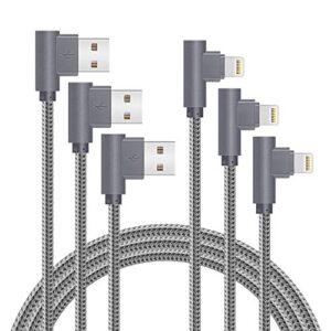 apfen mfi certified 10ft lightning cable iphone charger cord 90 degree fast data cable nylon braided compatible with iphone xs max/xs/xr/7/7plus/x/8/8plus/6s/6s plus/se (gray, 10ft)