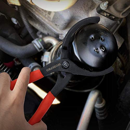 WORKPRO 12" Adjustable Oil Filter Pliers, Wrench Adjustable Oil Filter Removal Tool, Ideal For Engine Filters, Conduit, & Fittings, W114083A