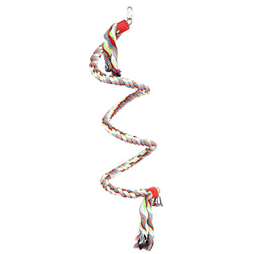 1.6 Meter Parrots Bungee Swing Spiral Climbing Standing Toys with Bell Rope Cotton Perch Birds Supplies for Large Medium Small Parrots