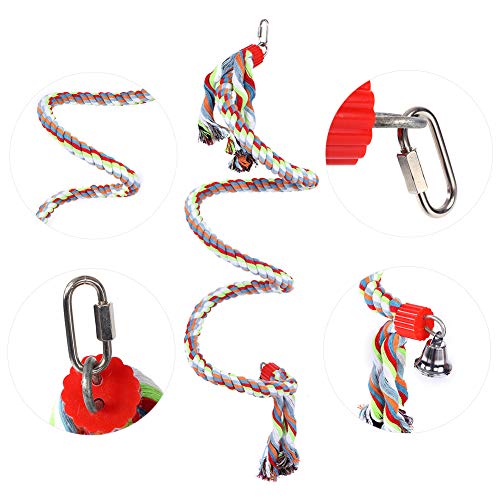 1.6 Meter Parrots Bungee Swing Spiral Climbing Standing Toys with Bell Rope Cotton Perch Birds Supplies for Large Medium Small Parrots