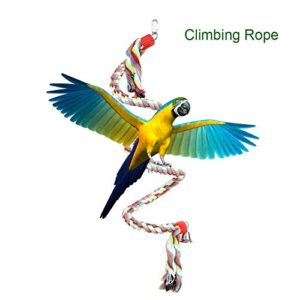 1.6 Meter Parrots Bungee Swing Spiral Climbing Standing Toys with Bell Rope Cotton Perch Birds Supplies for Large Medium Small Parrots