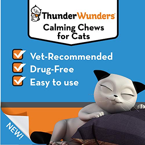 ThunderWunders Cat Calming Chews | Vet Recommended to Help Reduce Situational Anxiety | Great for Vet Visits, Travel, Separation Anxiety, Fireworks, Thunderstorms & More | 100 Count