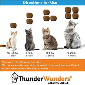 ThunderWunders Cat Calming Chews | Vet Recommended to Help Reduce Situational Anxiety | Great for Vet Visits, Travel, Separation Anxiety, Fireworks, Thunderstorms & More | 100 Count