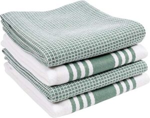 kaf home kitchen towels, set of 4 absorbent, durable and soft towels | perfect for kitchen messes and drying dishes, 18 x 28 – inches, sage