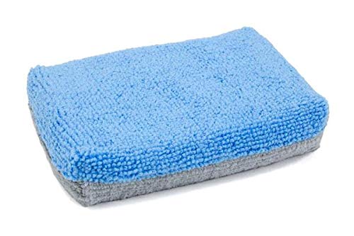 [Saver Applicator Terry] Microfiber Ceramic Coating Applicator Sponge with Plastic Barrier - 12 pack (Blue/Gray, Thin)