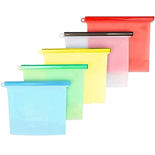 Shark Lock Silicone Food Storage Bag (6 Bags) 2 New 10 Ounce Silicone Snack Bags, 2 Med Reusable Sandwich Bags, 2 Large Reusable Silicone Food Bag, Silicone Storage Bags Reusable