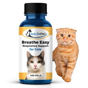 bestlife4pets | breathe easy for cat | improve your cats respiratory systems and breathing| cat antihistamine for sneezing and nose congestion | 450 pills