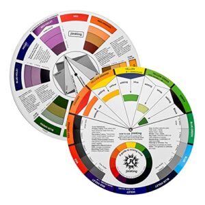 jimking creative color wheel, paint mixing learning guide art class teaching tool for makeup blending board chart color mixed guide mix colours (9.25inch)