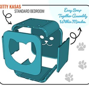 Kitty Kasas New! Standard Snap-On Modular Cat House, Bedroom Cube, Teal (KKB-115)