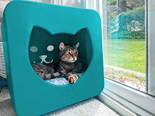 Kitty Kasas New! Standard Snap-On Modular Cat House, Bedroom Cube, Teal (KKB-115)