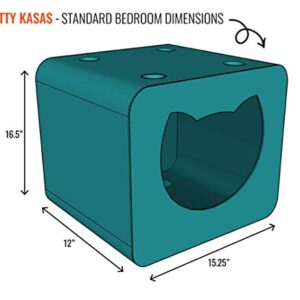 Kitty Kasas New! Standard Snap-On Modular Cat House, Bedroom Cube, Teal (KKB-115)