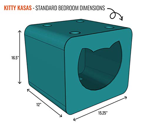 Kitty Kasas New! Standard Snap-On Modular Cat House, Bedroom Cube, Teal (KKB-115)