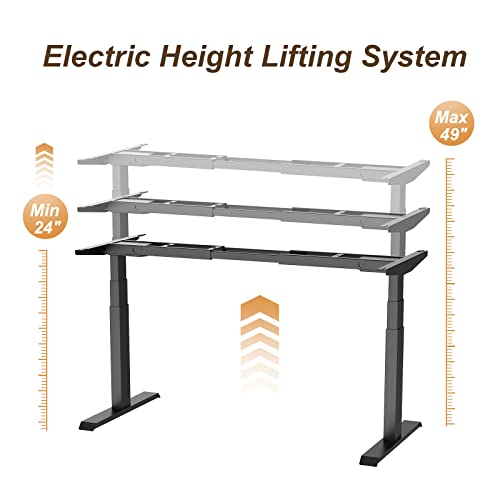 AITERMINAL Electric Standing Desk Frame Dual Motor Height Adjustable Desk Motorized Stand Up Desk-Black(Frame Only)