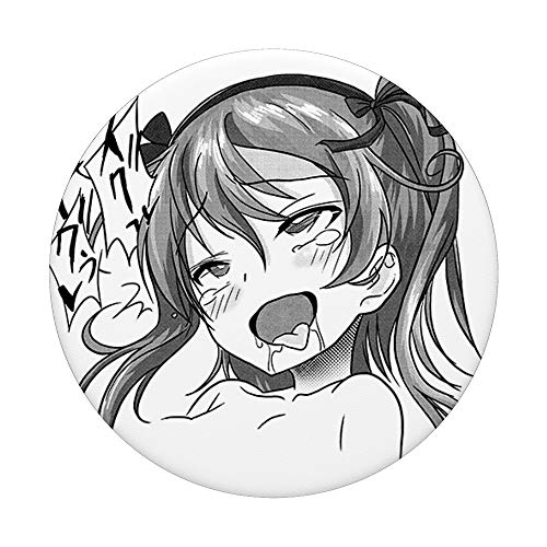 Ecchi Hentai Otaku Girl Waifu Ahegao Pleasure Face PopSockets PopGrip: Swappable Grip for Phones & Tablets