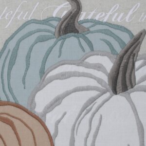 Pillow Perfect Indoor Appliqué Harvest Pumpkins Throw Pillow, 18” x 18”, Natural